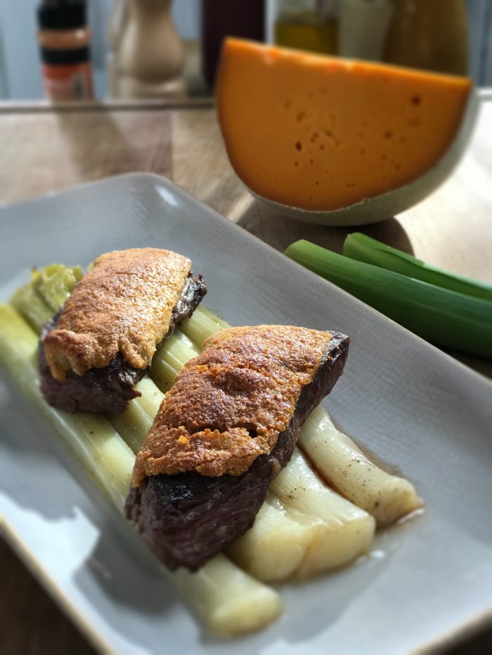 Ma recette d'onglet de veau à la mimolette - Laurent Mariotte